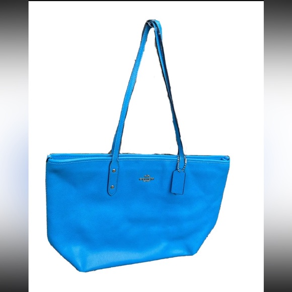 Coach | Bags | Coach Mini City Zip Leather Womens Tote Blue | Poshmark